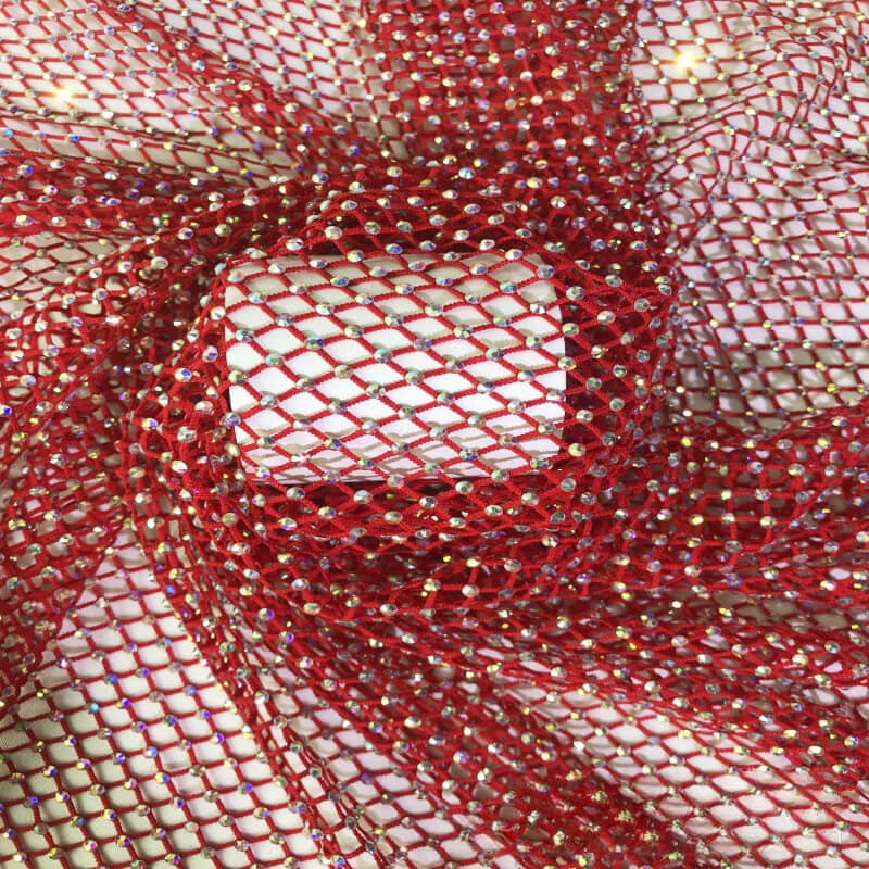 Customized Color Rhinestone Fishnet Fabric Shining Crystal Diamond Mesh ...