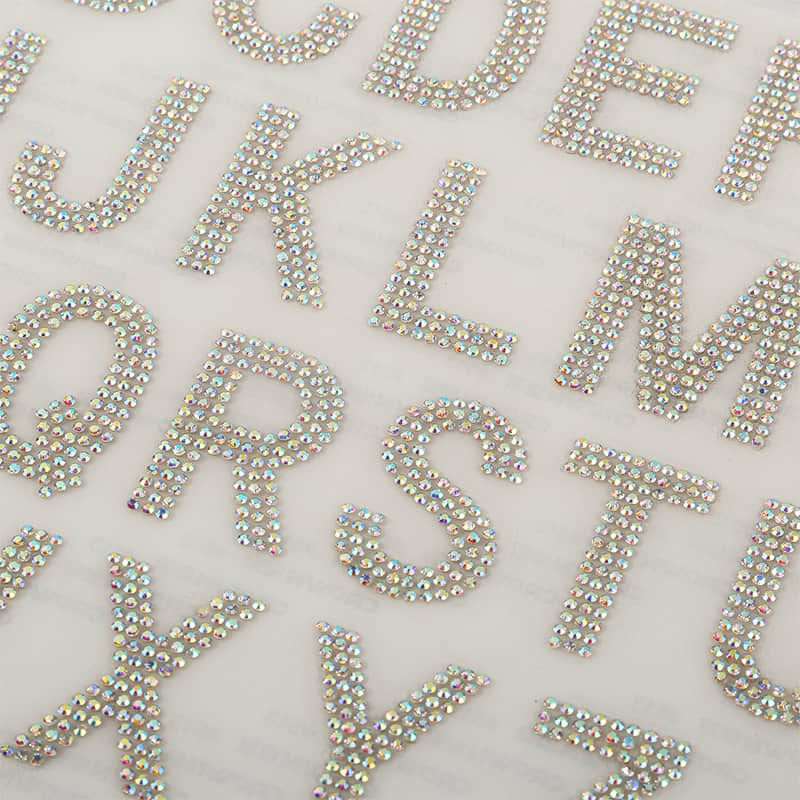 3D Designer Logo Bling Iron-On Patch Unique Hotfix Rhinestone Letters ...