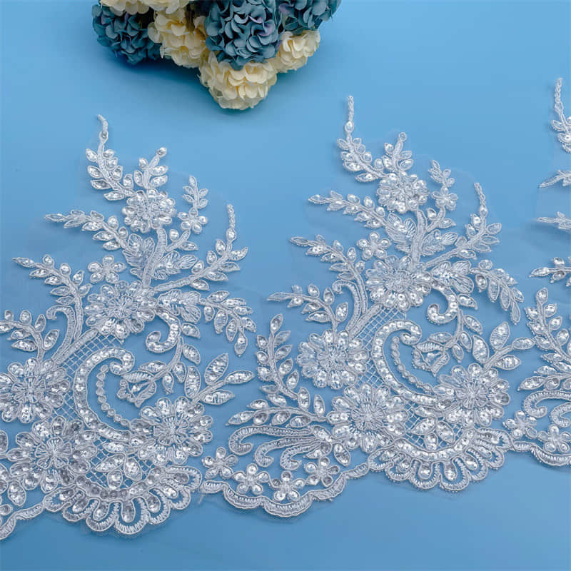 Quality Ivory Exquisite Beaded embrodiery cord Lace Bridal Wedding Lace ...